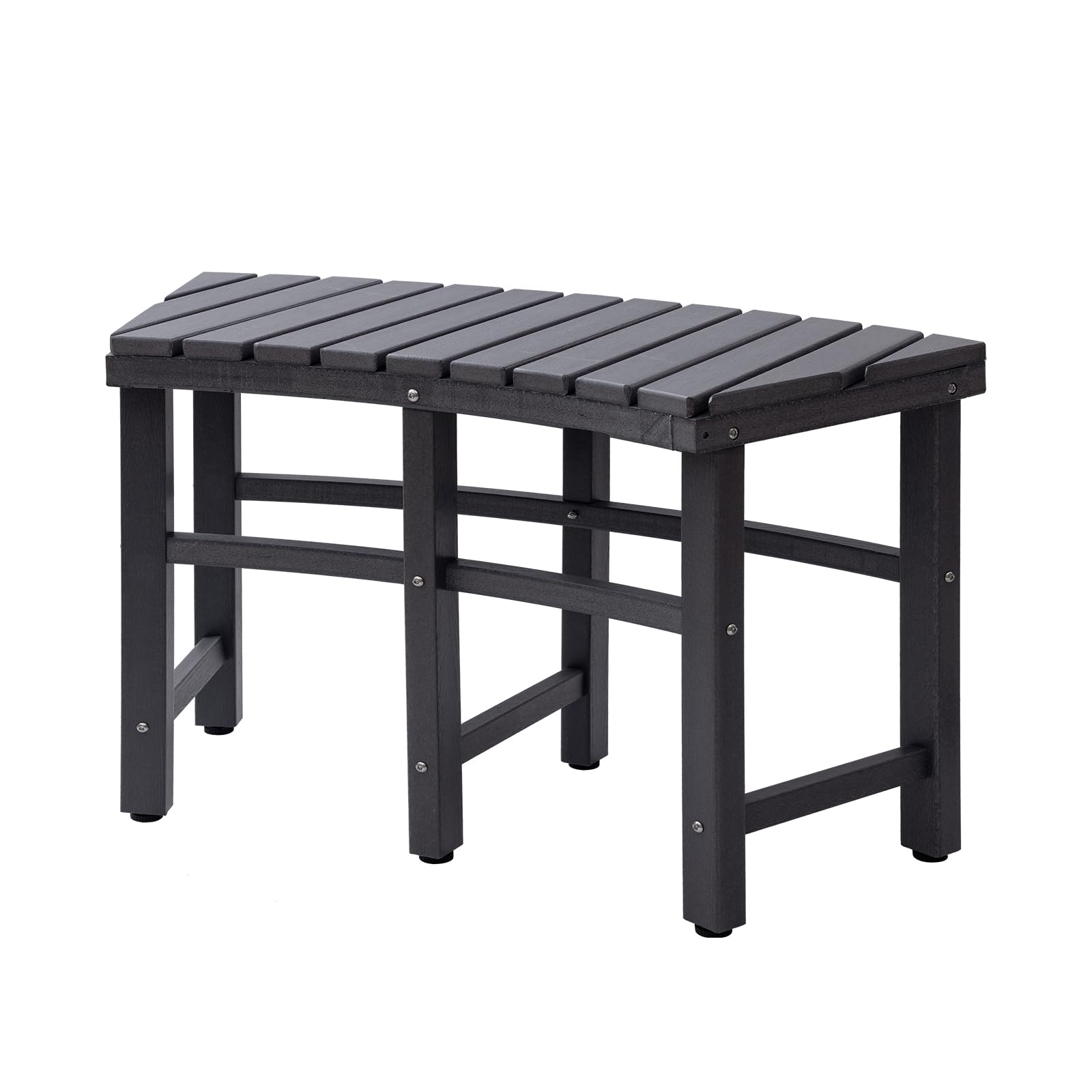 SwiftSlot Hot Tub Table, HDPE Pool Bench, 26''H Waterproof Spa Surround Bench, Durable Weather Resistant Curved Outdoor Bench, Grey