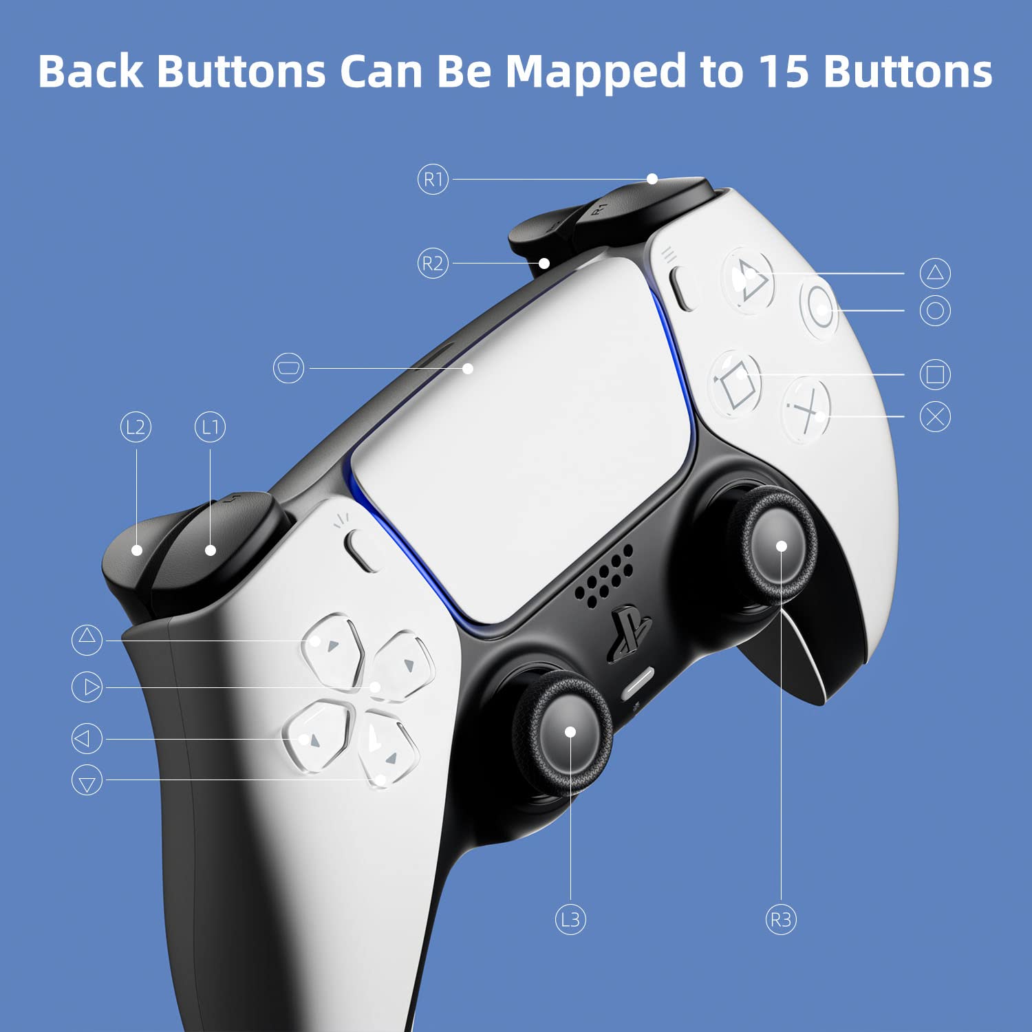 Mytrix Black Faceplates for PS5 Disc Edition + RGB LED Light Strips Kit and White Remap Kit for PS5 Controller