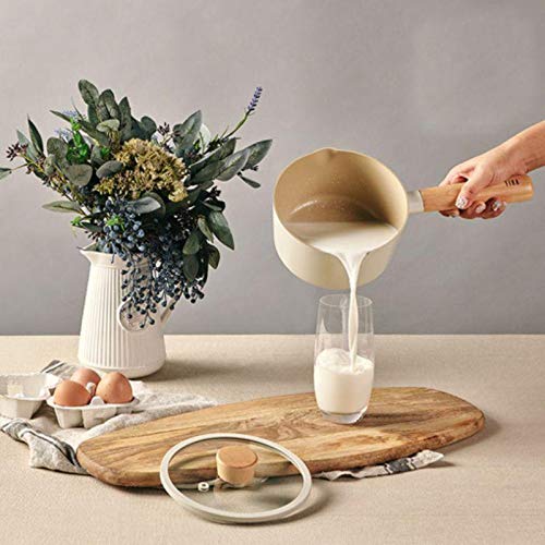 NEOFLAM FIKA Milk Pan for Stovetops and Induction | Wood Handle and Glass Lid | Made in Korea (6" / 1.5qt)