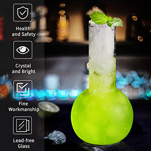 INFTYLE Creative Tube Cocktail Glass Set of 2-14oz Distilling Flask Clear Glass for Cocktail Martini Tequila Margarita for Party, Home Bar or Gift