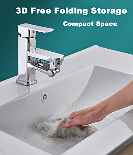New Generation 1440° Universal Rotating Faucet Extender Aerator, Big Angle Robotic Arm Water Swivel Sprayer with 2 Water Outlet Modes for Face Washing Gargle Eyewash Kitchen Bathroom Sink