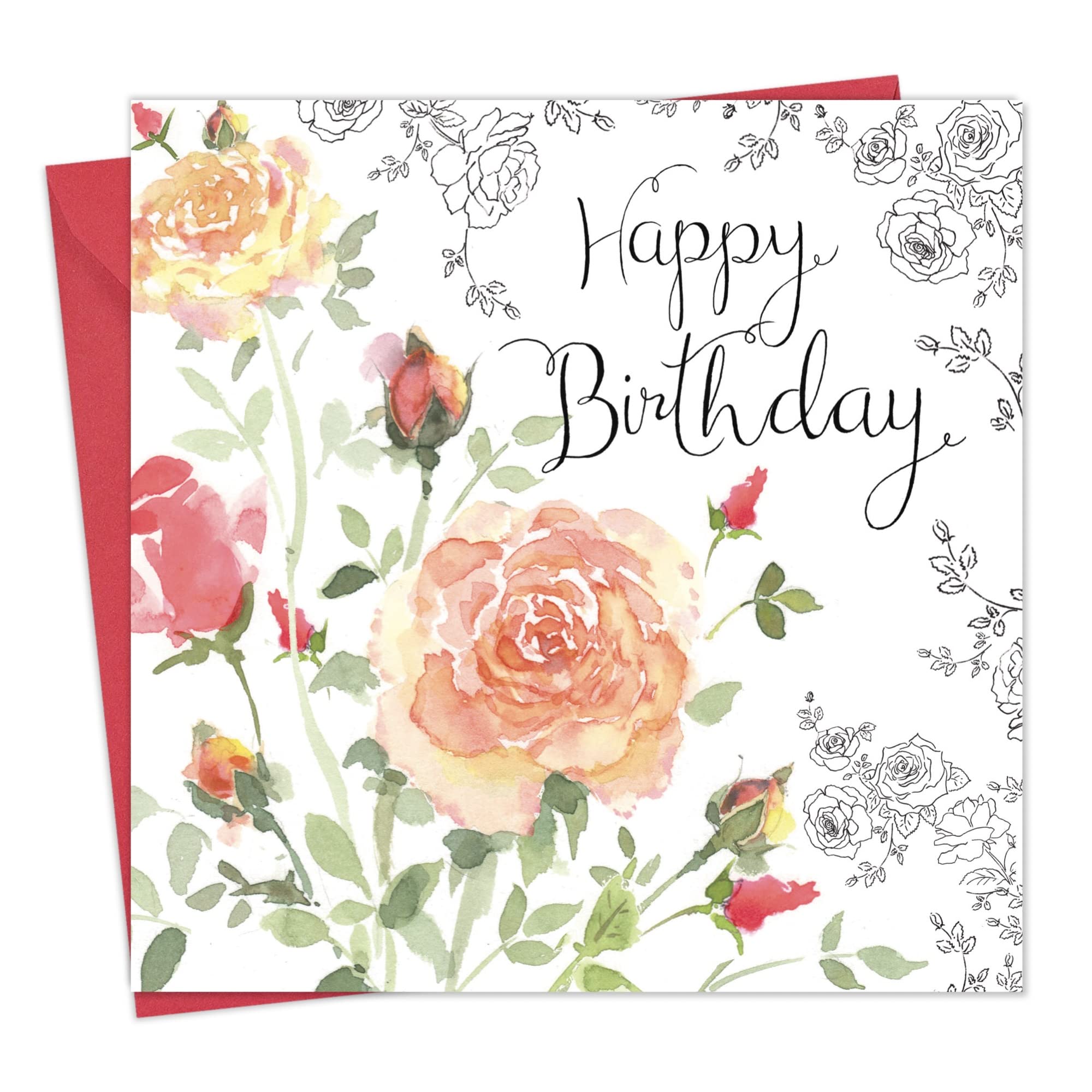 TWIZLER Floral Happy Birthday Card, Multicolor, 6.1 x 6.1 in