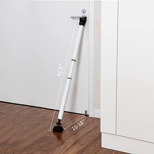 HonesaLoc 2-in-1 Door Security Bar & Sliding Patio Door Stopper Security Jammer Bar Child Proof Adjustable Constructed of High Grade Iron Window Doors Security Bars, White