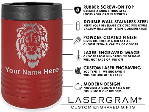 LaserGram Double Wall Insulated Beverage Can Holder, Marlin Fish, Personalized Engraving Included (Standard Can, Maroon)