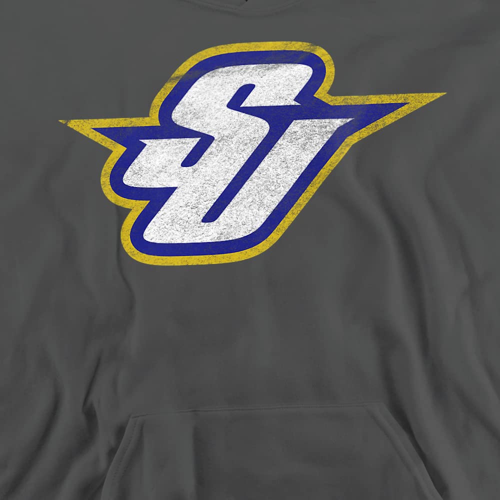 LOGOVISION Spalding University Official Distressed Primary Logo Unisex Youth Pull-Over Hoodie,Charcoal, X-Large