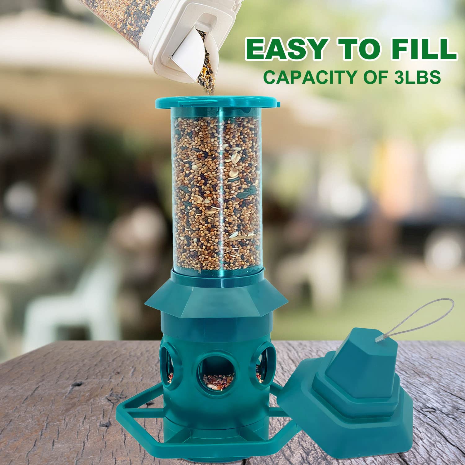 Leak Proof Hummingbird Feeder,2 Pack Hummingbird Feeders for Outdoors Hanging with 20 Feeding Ports,Easy to Install,Clean and Fill,Built-in Moat,12 oz