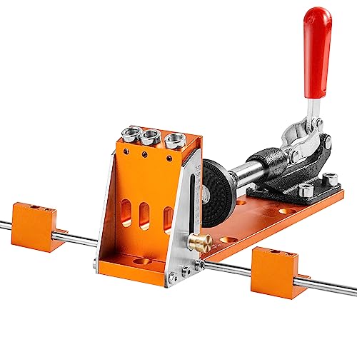 VEVOR 34 Pcs Pocket Hole Jig Kit, Adjustable Versatile Pocket Hole Jig with Toolbox,11" C-clamp, Fixture, Step Drills, Wrenches, Drill Stop Rings, Square Drive Bits-Gifts for Him