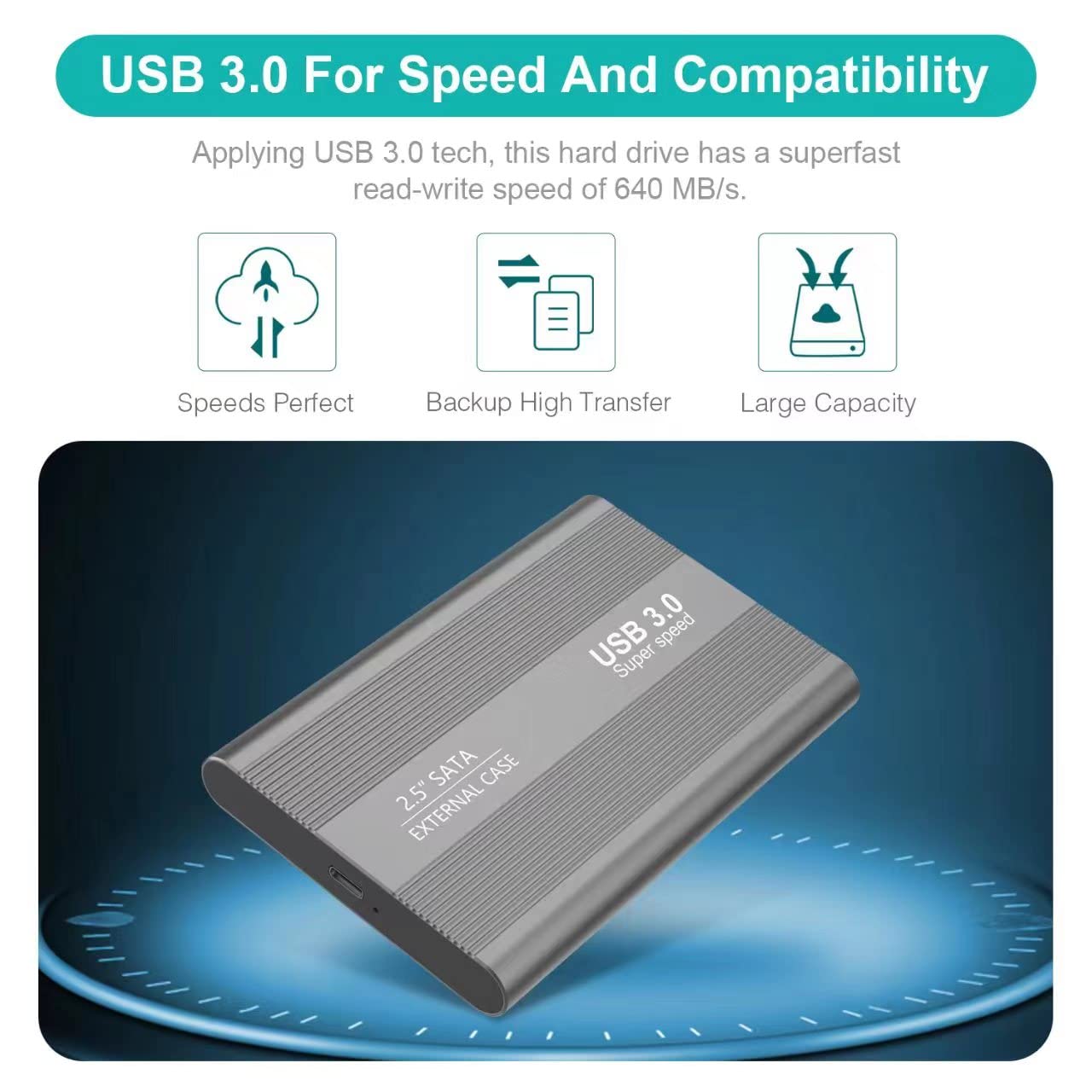 OTCPP 2TB External Hard Drive HDD USB3.0 External Hard Drive for PC, Mac, Desktop, Laptop, MacBook, Chromebook, Xbox One, Xbox 360 (2TB, Red)