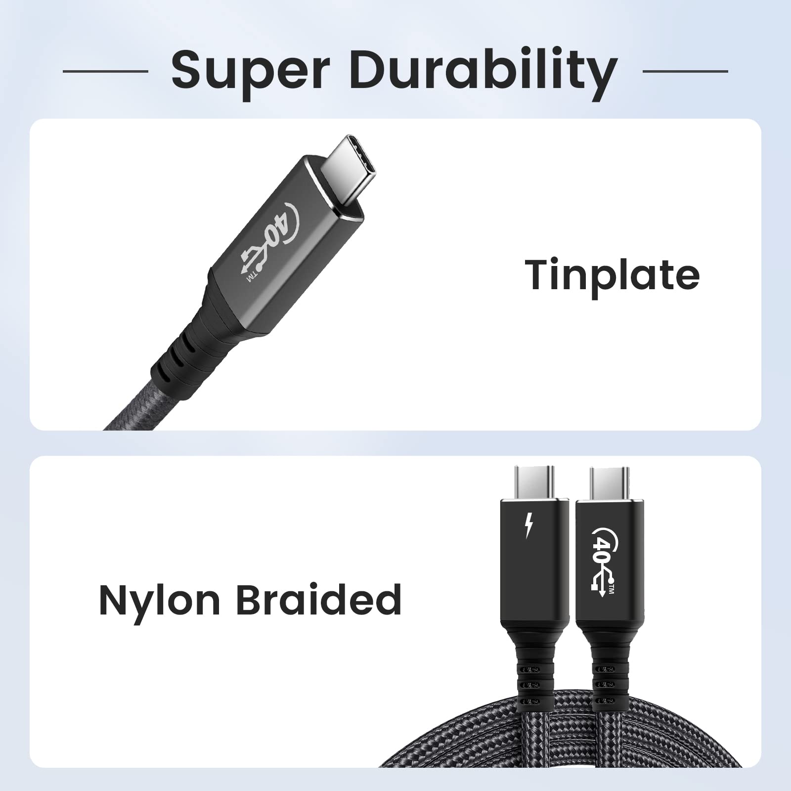 NAMCIM Thunderbolt 4 Cable (6.56 ft), USB4 Cable Support 120W Fast Charging/40Gbps Data Transfer/8K Display, USB C to USB C Cable, Intel Thunderbolt Certified for Type-C MacBooks, iPad Pro,Hub,Docking