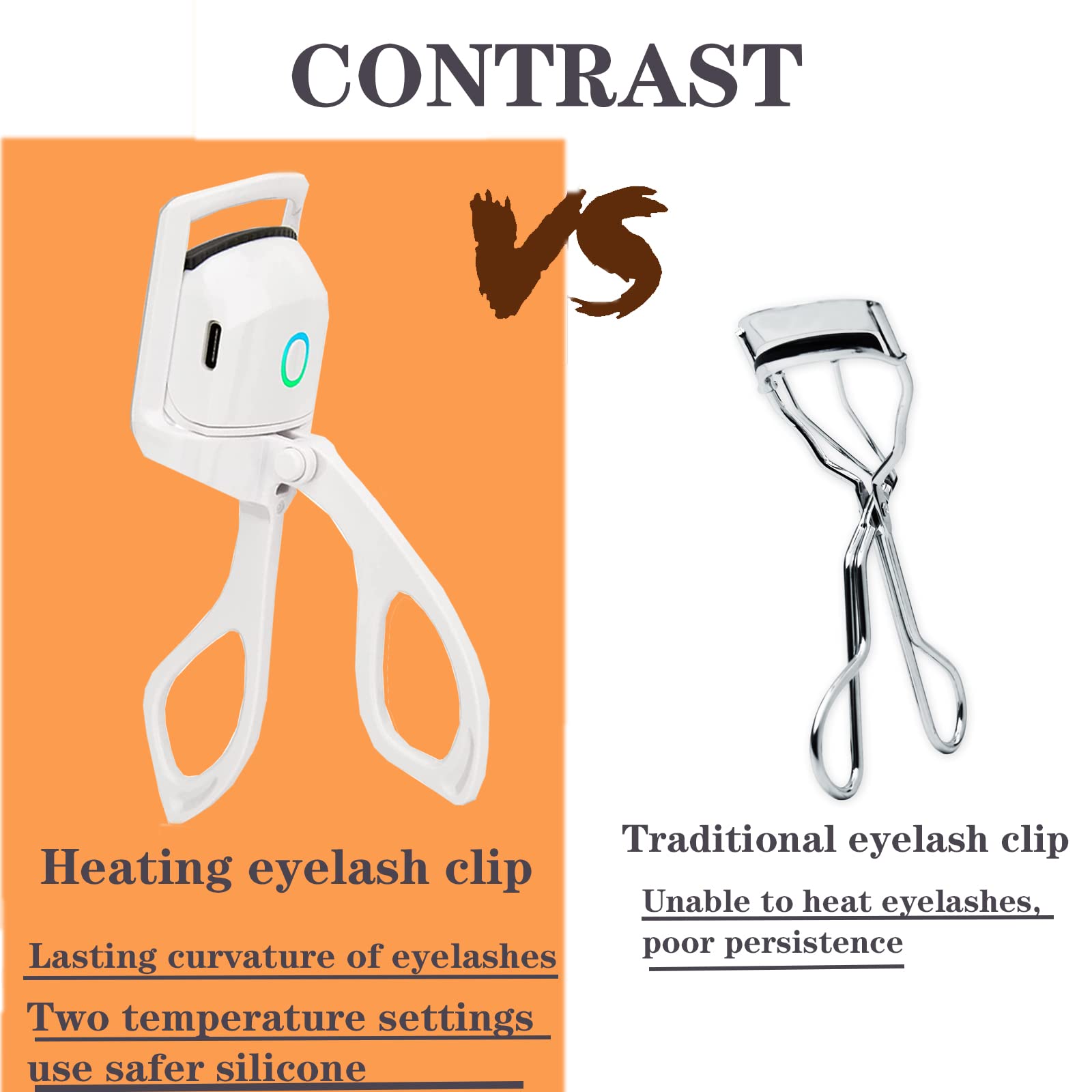 MMSBOG Heated Eyelash Curler, Electric Eyelash curlers 2 Heating Modes USB Rechargeable, Curling Eye Lashes Long Lasting,Ideal Gift for Women (White)