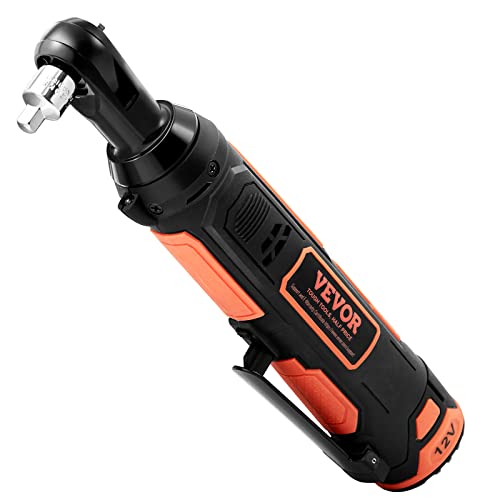 VEVOR Cordless Electric Ratchet Wrench Set 3/8", 12V 33 Ft-lbs Power Ratchet Tool Kit, 45-Min Fast Charge, 2-Pack 2.0Ah Battery, Built-in LED Light, 10 Sockets, Variable Speed Trigger
