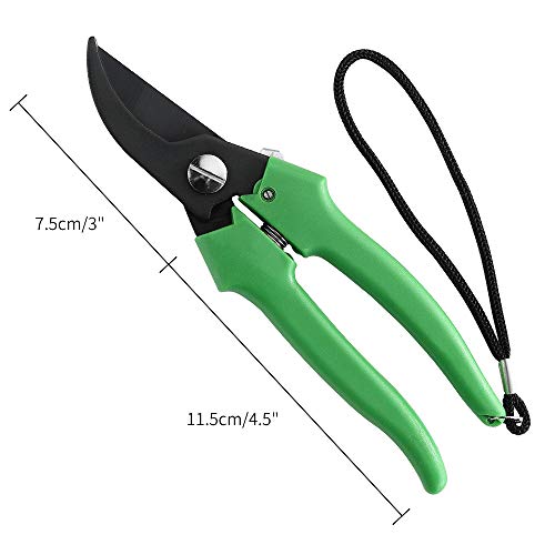 Lebabo 7.5" Pruning Shears, Ultra Sharp Garden Clippers, Metal Pruning Scissors Branch Cutter for Gardening, Flowers, Plants, Herbs, Bonsais (Green)