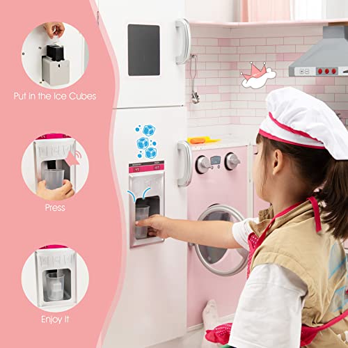 HONEY JOY Pink Corner Kids Kitchen Playset
