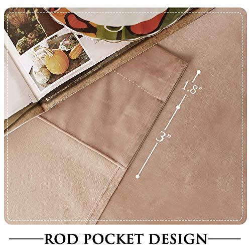StangH Nursery Sunlight Blush Velvet Curtains - Elegant Interior Decoration Large Window Blackout Velvet Drapes for Living Room, 52 x 96 Inches Long, Blush Beige, 2 Pcs