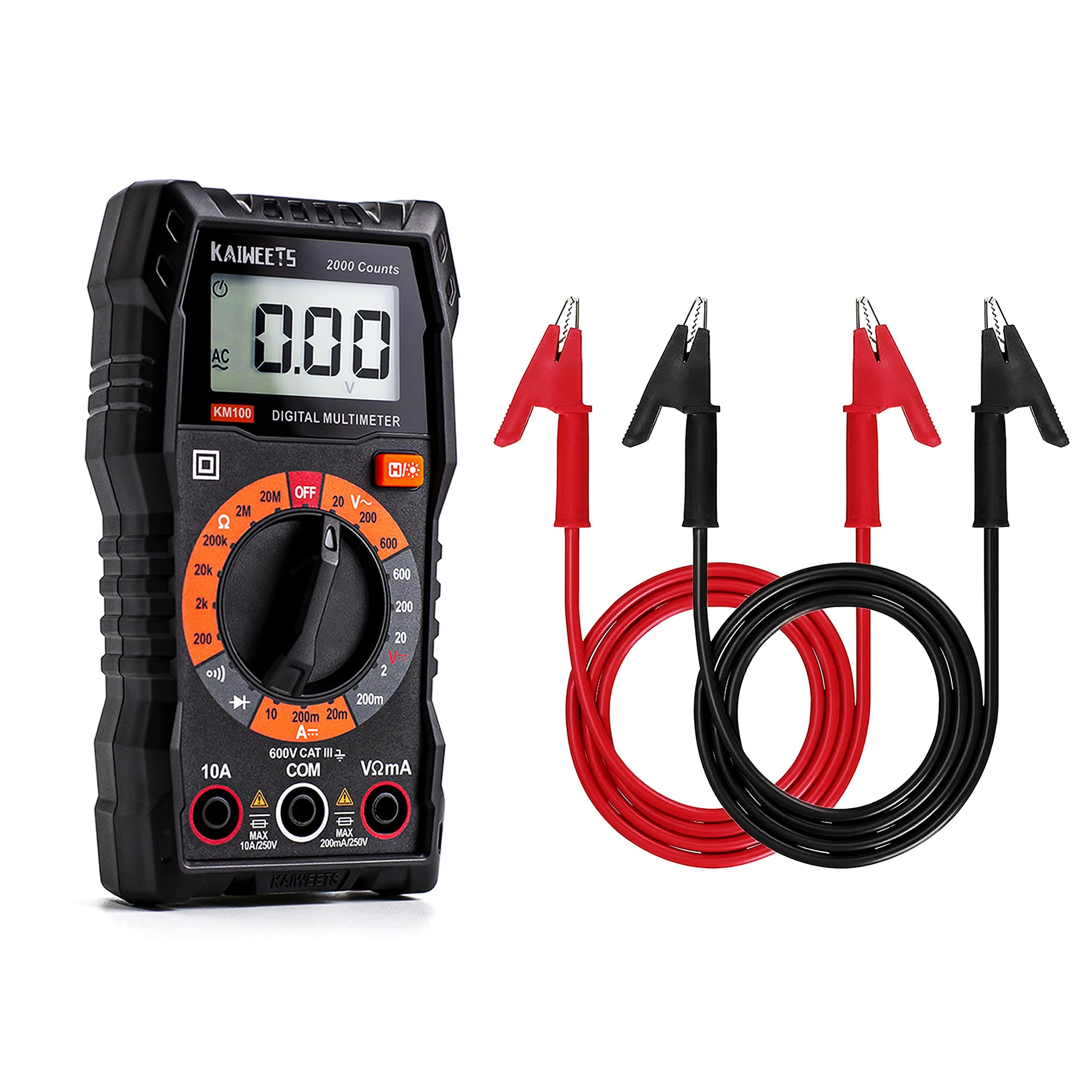 Multimeter & 2PCS Alligator Clips Electrical Test Leads