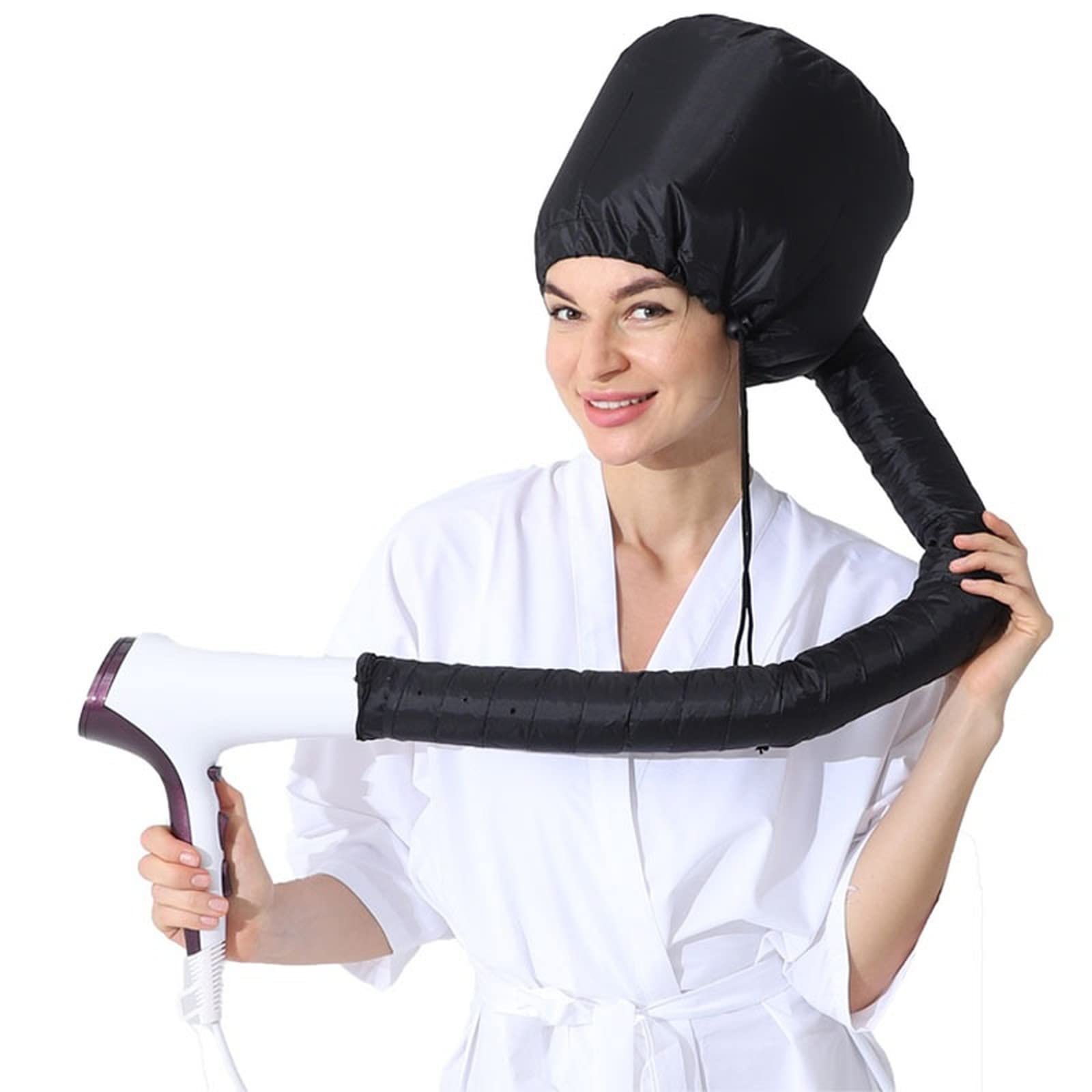 Portable Soft Hair Drying Cap Bonnet Hood Hat Womens Blow Dryer Home Dry Hair Cap Hairdressing Salon Supply Adjustable Accessory (Silver)