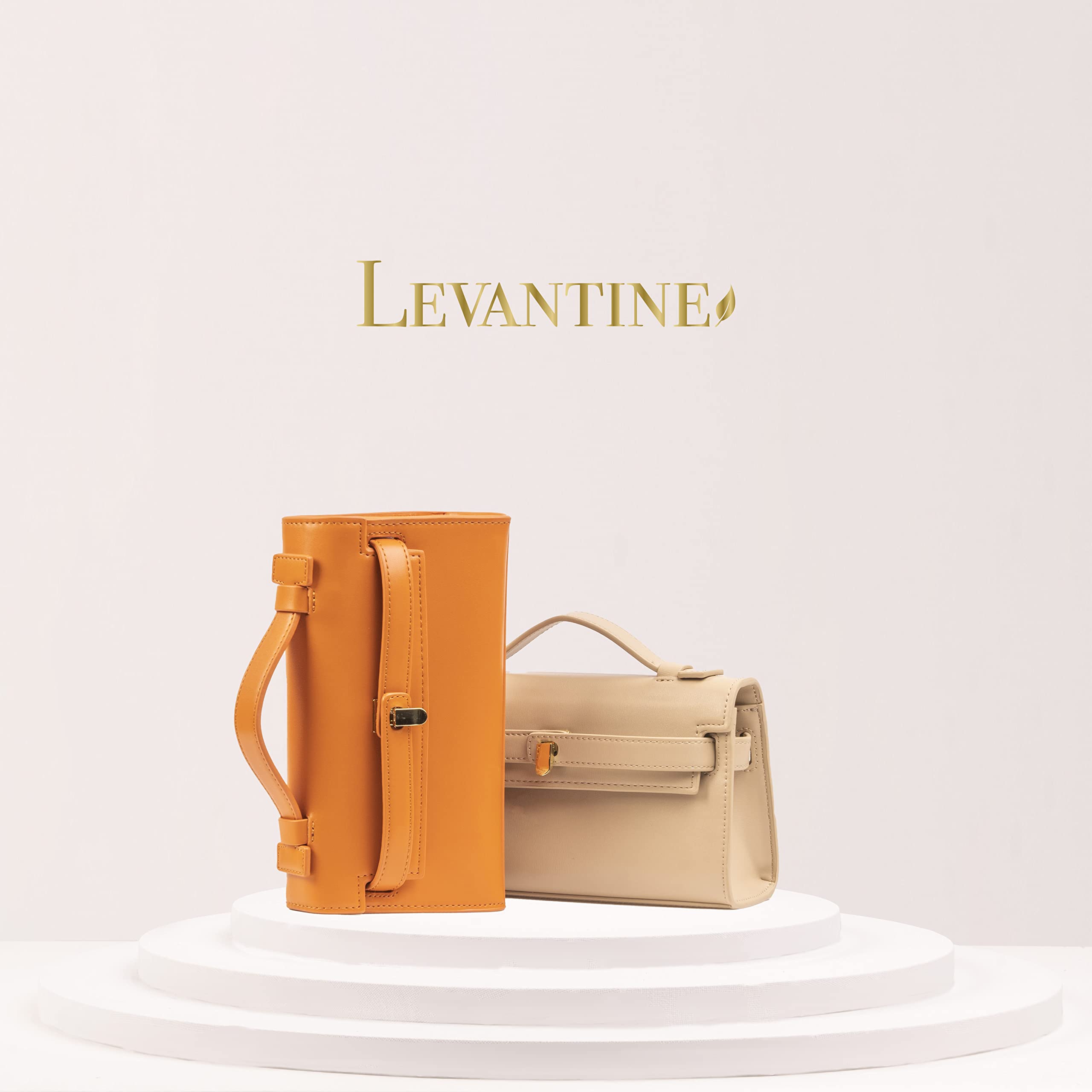 Levantine Women's KENDA Mini Flap Crossbody, handbag, top handle bag (Beige)