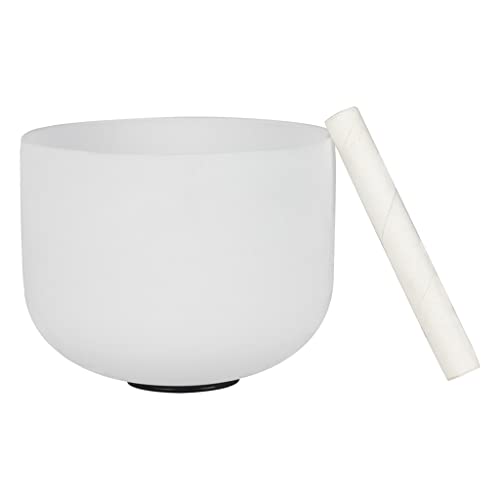 N/A 10 Inch Note G Sing Bowl Frosted Quartz Crystal Singing Bowl for Yoga Meditation Sound Singing Bowl with Stick