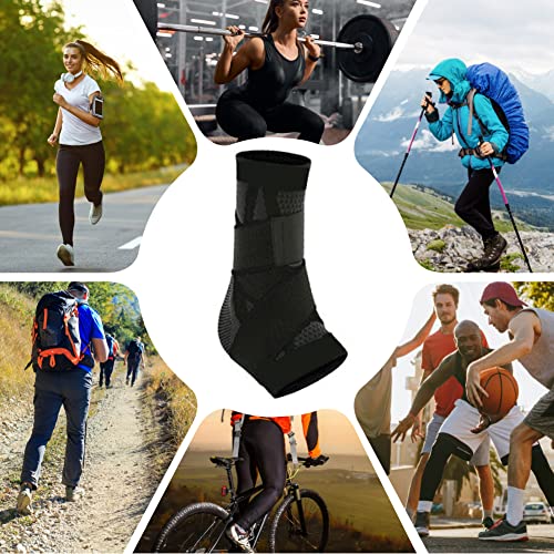 Novetec Ankle Brace for Men & Women Adjustable Compression Ankle Support Ankle Sleeve for Plantar Fasciitis, Achilles Tendon, Sprained Ankle, Stabilize Ligaments, Sports Protection (Black, Medium)