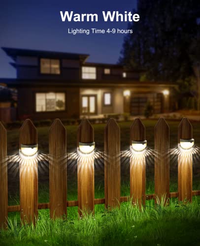 OTHWAY Solar Fence Post Lights Wall Mount Decorative Deck Lighting, White, 4 Packs