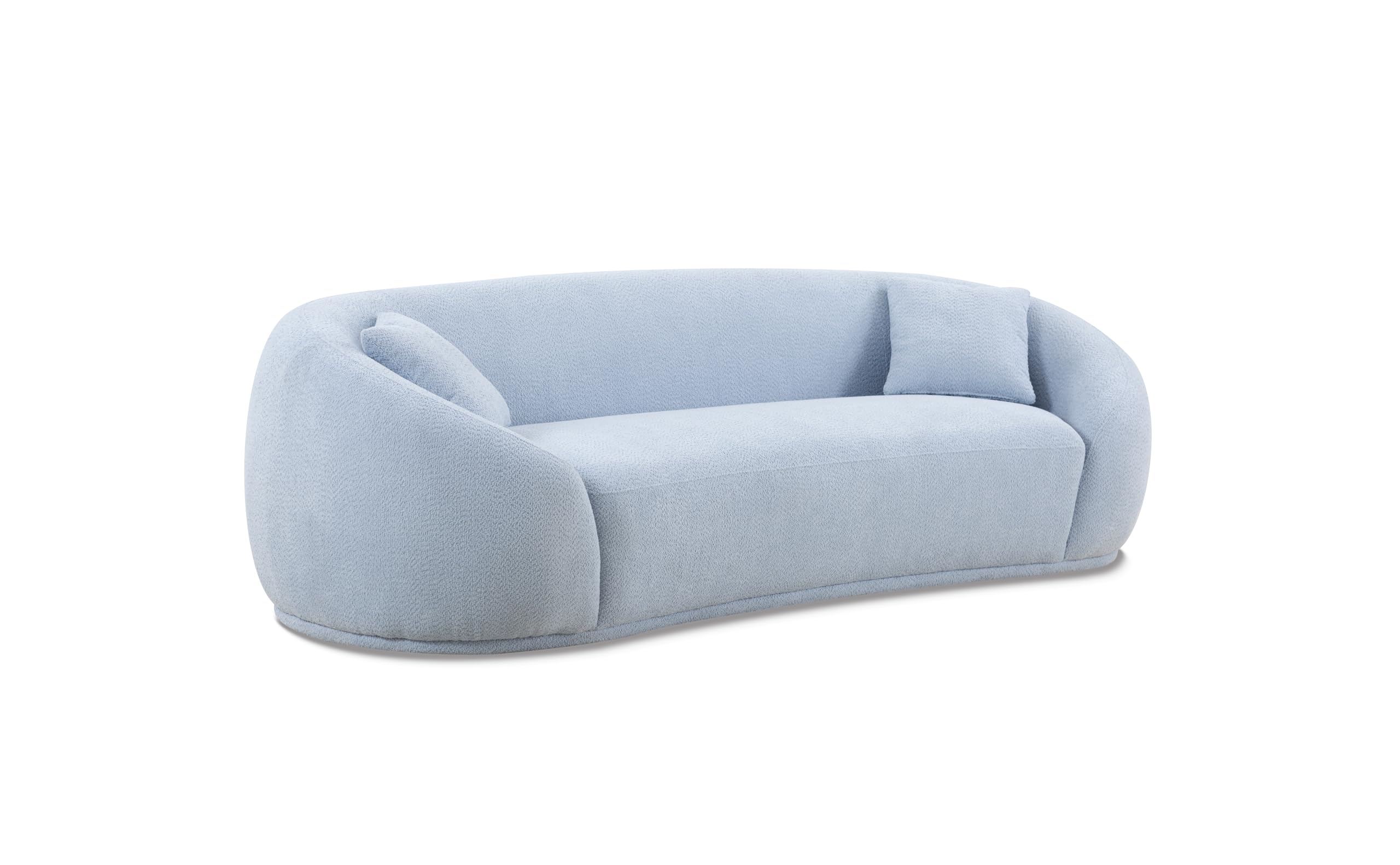WAKEEPING 103" Modern Curved Sofa, Back Upholstered Boucle Couch with 2 Throw Pillows, 3-Seat Boucle Fabric Couch for Living Room, Office, Apartment (White, 103")