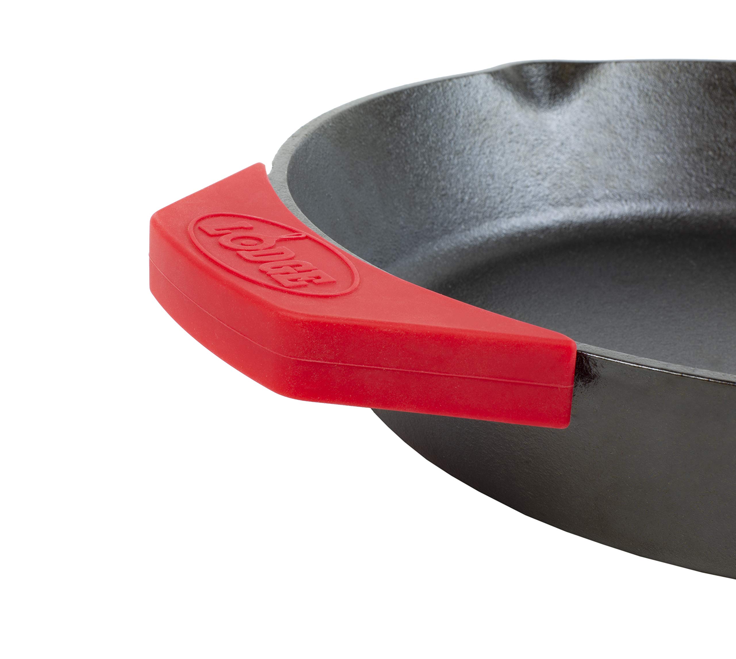 Lodge Silicone Hot Handle Holder - Red Heat Protecting Silicone Handle for Lodge Cast Iron Skillets with Keyhole Handle & ASAHH41 Silicone Assist Handle Holder, Red