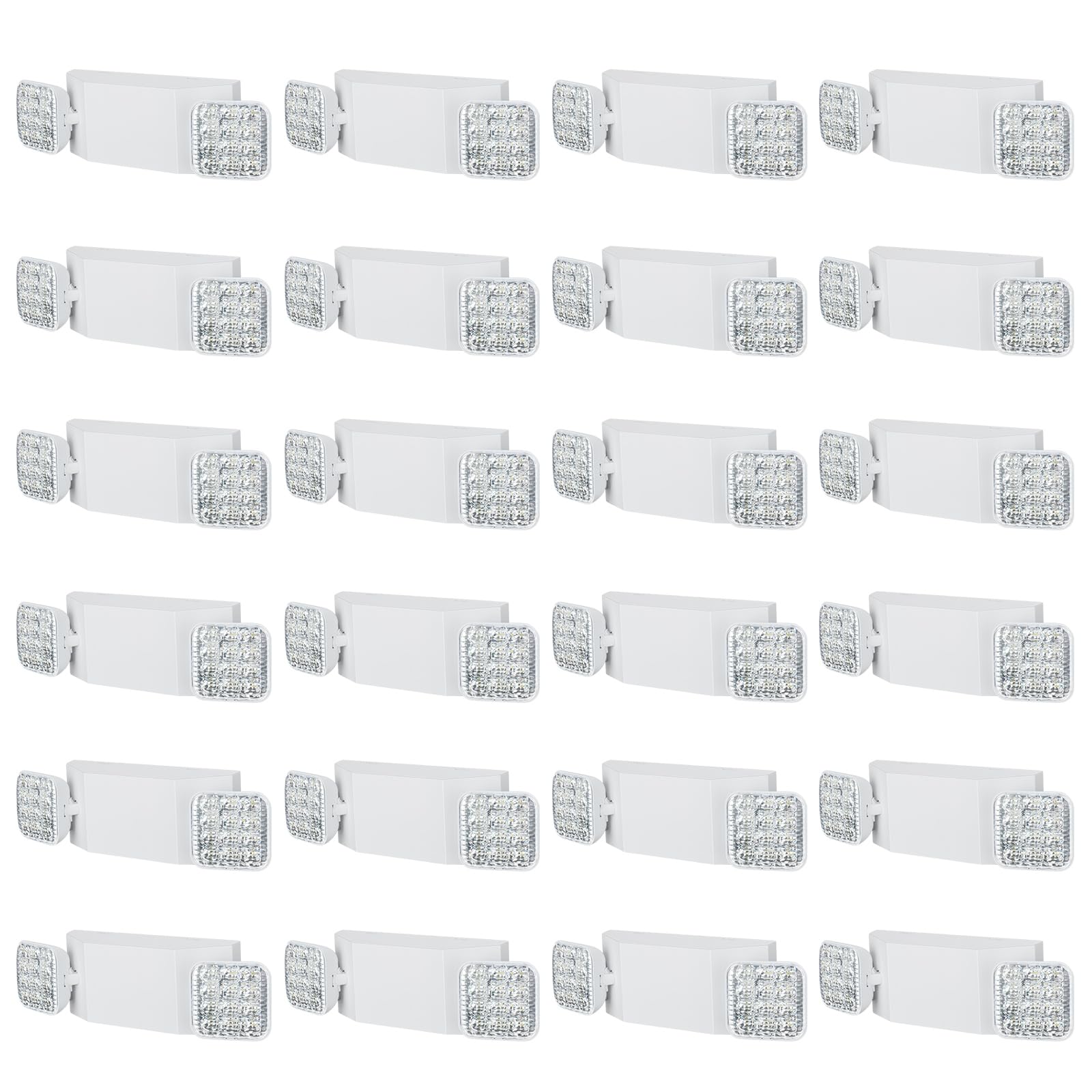 VEVOR 24 Pack Commercial Emergency Light, 3W, White LED Emergency Exit Lighting Fixtures with 180 Minutes Backup Battery Adjustable 2 LED Square Head, Ceiling or Wall Mount for Business Power Outages