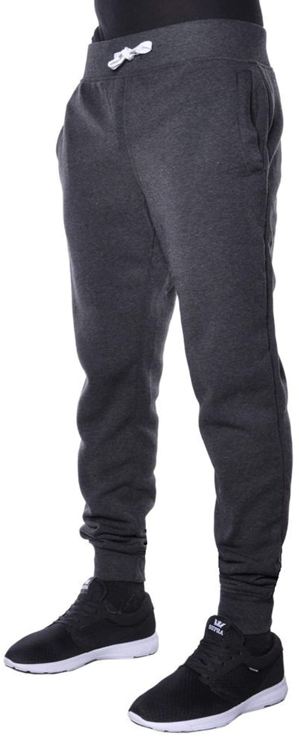 Hat and Beyond Mens Fleece Jogger Pants Elastic Drawstring Active Slim Fit Trousers (Large, 1hc20_Charcoal)
