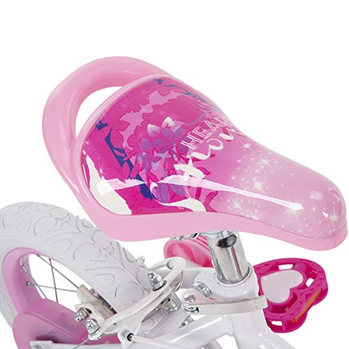 Huffy Disney Princess Kid Bike, Quick Connect Assembly, 12 & 16 inch, Pink w/ Training Wheels, Streamers
