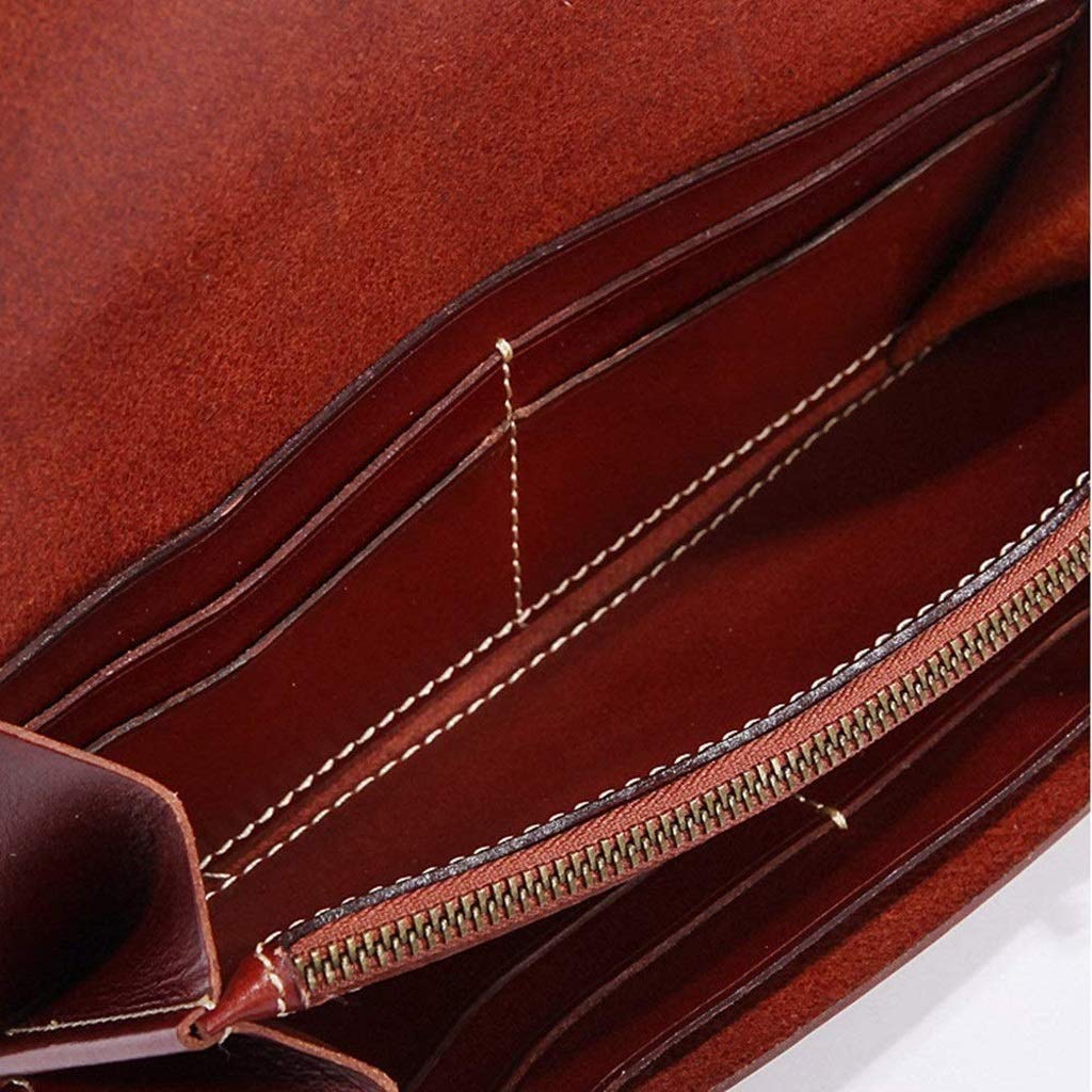 n/a Japanese Style Simple Contrast Wallet, Thin Handmade Leather Clutch, Travel Smart Handbag (Color : Green)