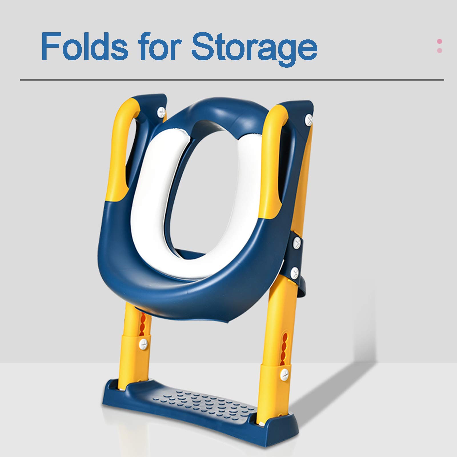 Jinby Potty Training Seat with Ladder,Foldable Toilet Training Ladder with Non-Slip Pads (Blue)