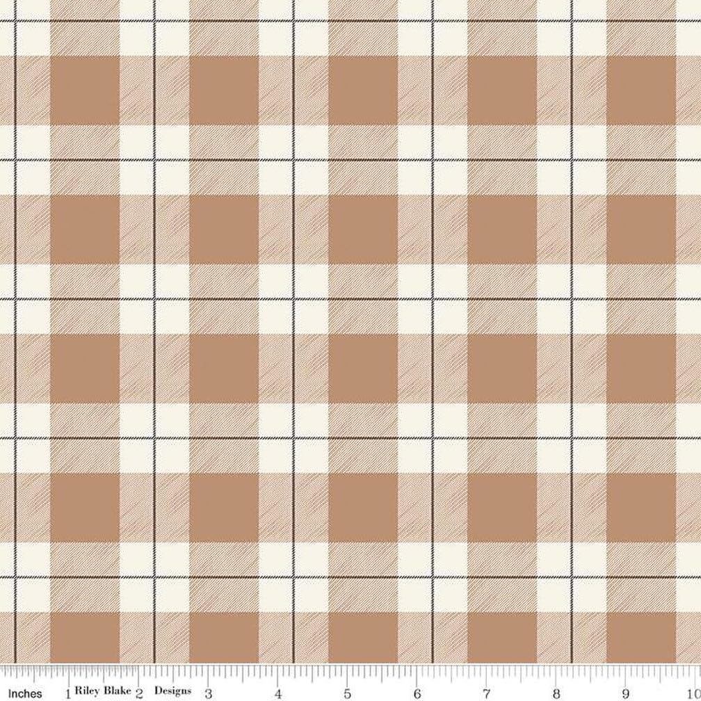 Riley Blake Flannel Adventure Brown Plaid Fabric by The Yard