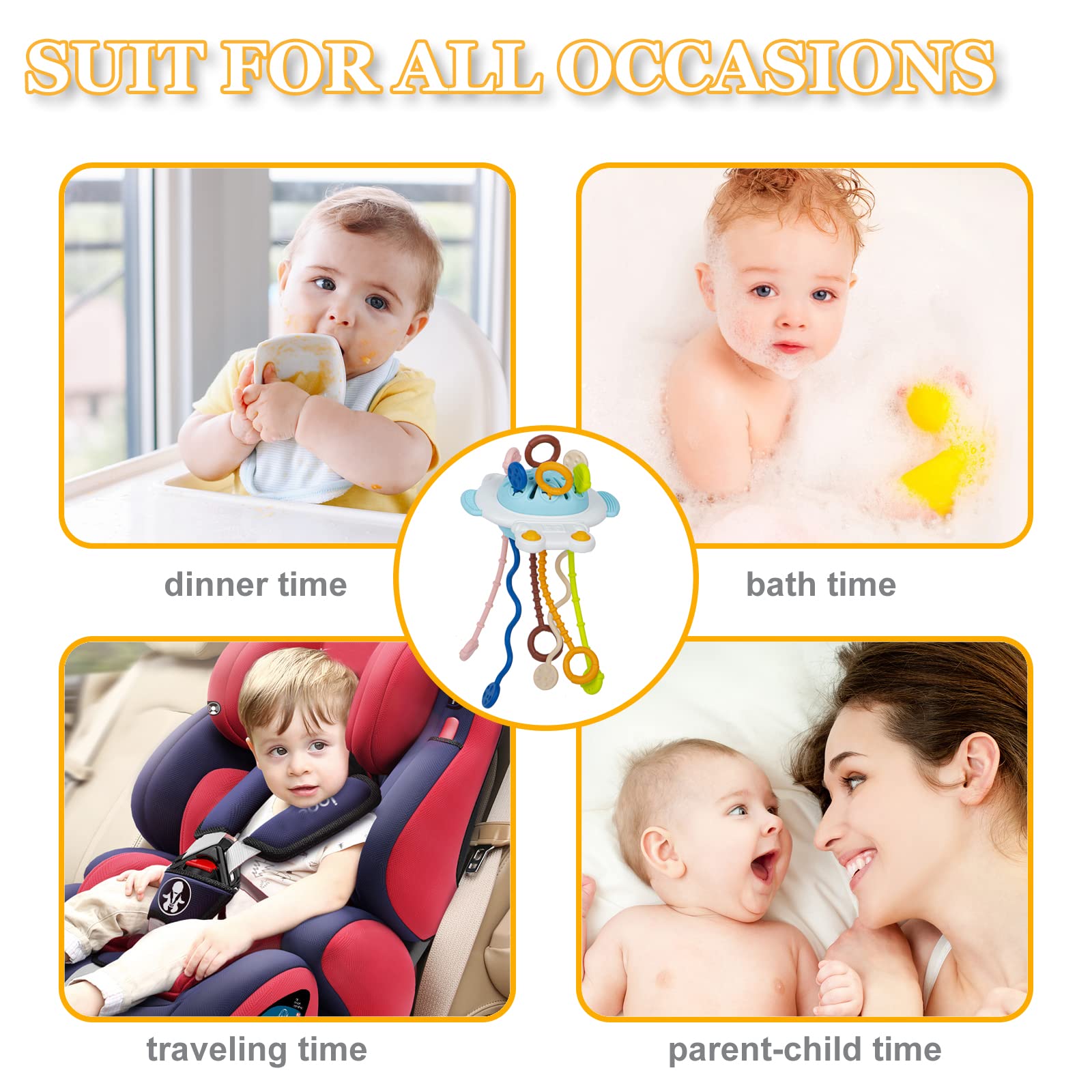 MICKYU Baby Montessori Sensory Toys Pull String Early Developmental Travel Toys for 1 Year Old Toddlers Boys Girls