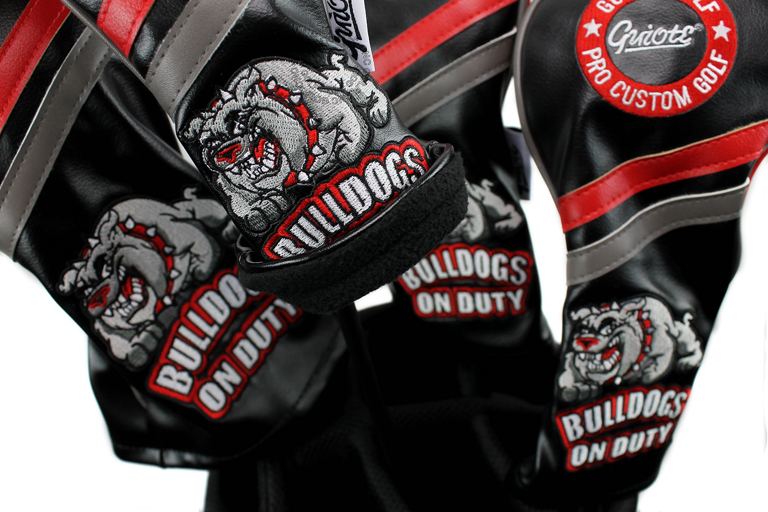 Guiote Bulldog 1 3 5 H Golf Headcover Black Vintage Retro Driver Fairway Wood Hybrid Cover