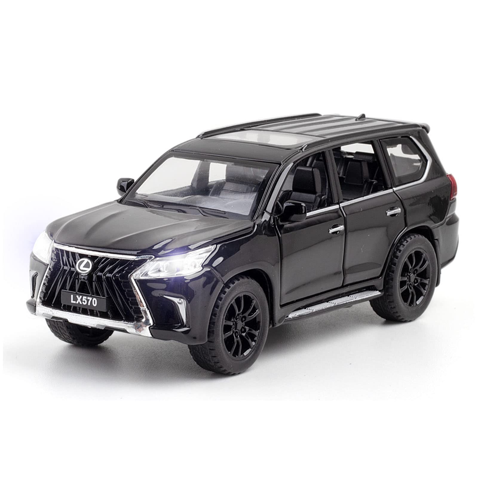 Lexus LX570 1/32 Off-Road SUV Car Model, Alloy Pull Back diecast Metal Toy with Sound Light 6 Open Doors for Kids Boy Girl Gift(Blue)