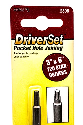 Milescraft 2308 DriverSet - 3-Inch and 6-Inch T20 Trox Driver Bits for Pocket Hole Systems