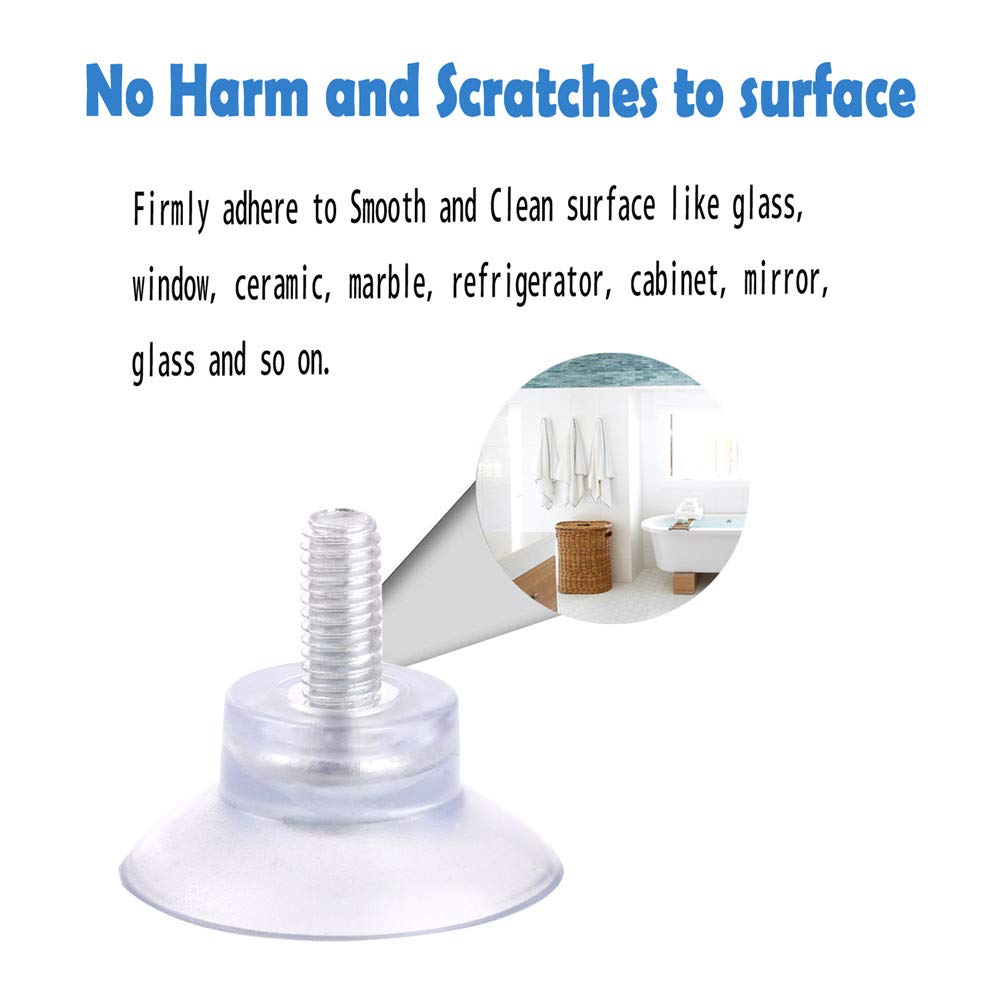 KINMAD 10 Pcs M6x13mm Rubber Strong Suction Cup Screw with Sucker Hanger Pads Diameter 35mm for Glass Table Tops