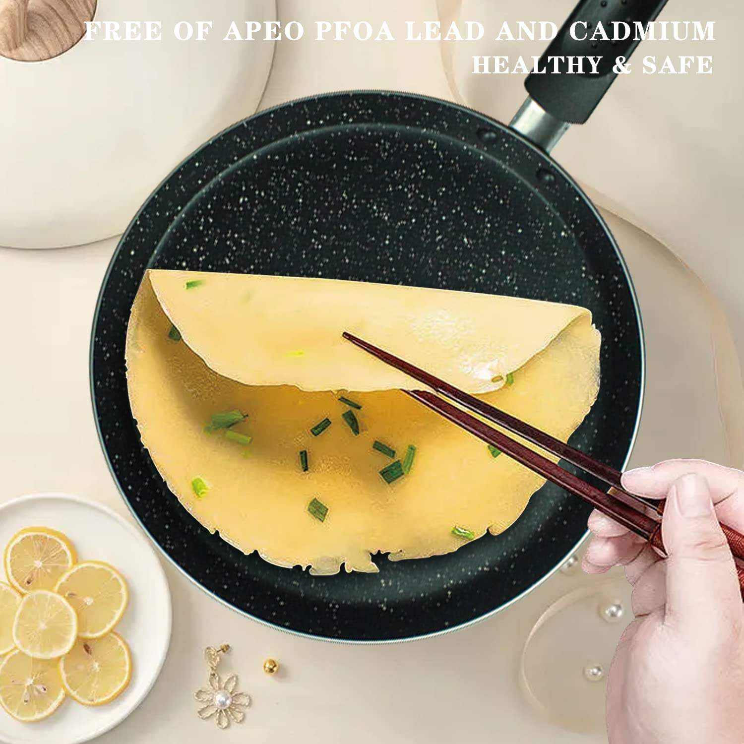 LECOOKING Nonstick Dosa Pan, Comal Para Tortillas, Non-Stick Pancake Griddle Compatible with Induction, also for Crepes.9.5 inch