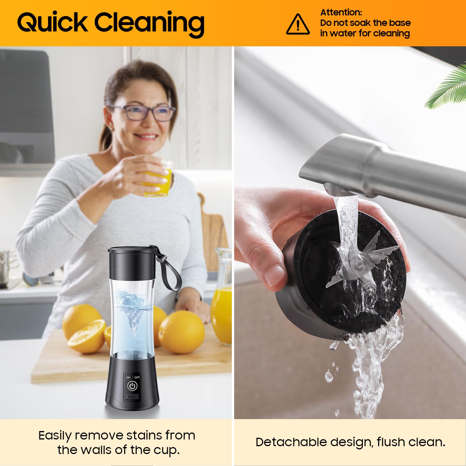 Portable Blender Personal Size Blender - Blender for Shakes and Smoothies, Mini Blender with 380Ml Travel Cup, Suit for Kitchen, Travel, Gym