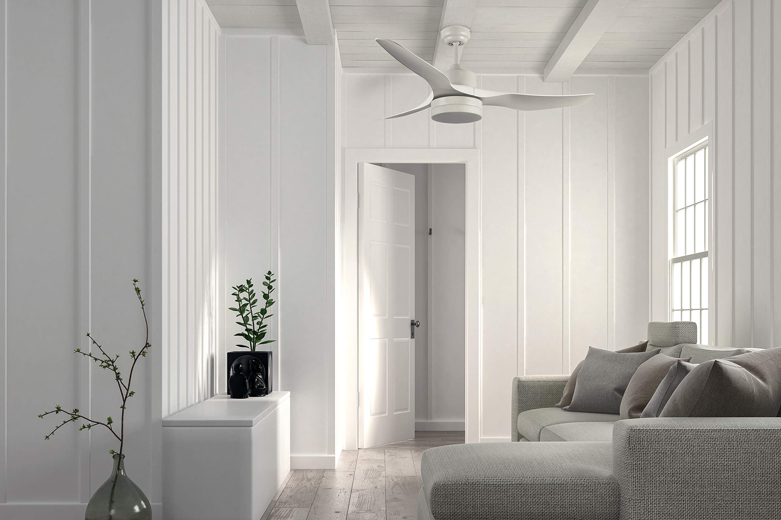 Hauslane CF3000 52 inch Modern 3 Blade Ceiling Fan with Lights | Bright LED Lamp and Three Reversible Blades | Suitable for 350 Sq Ft Room, Brushed Nickel Finish