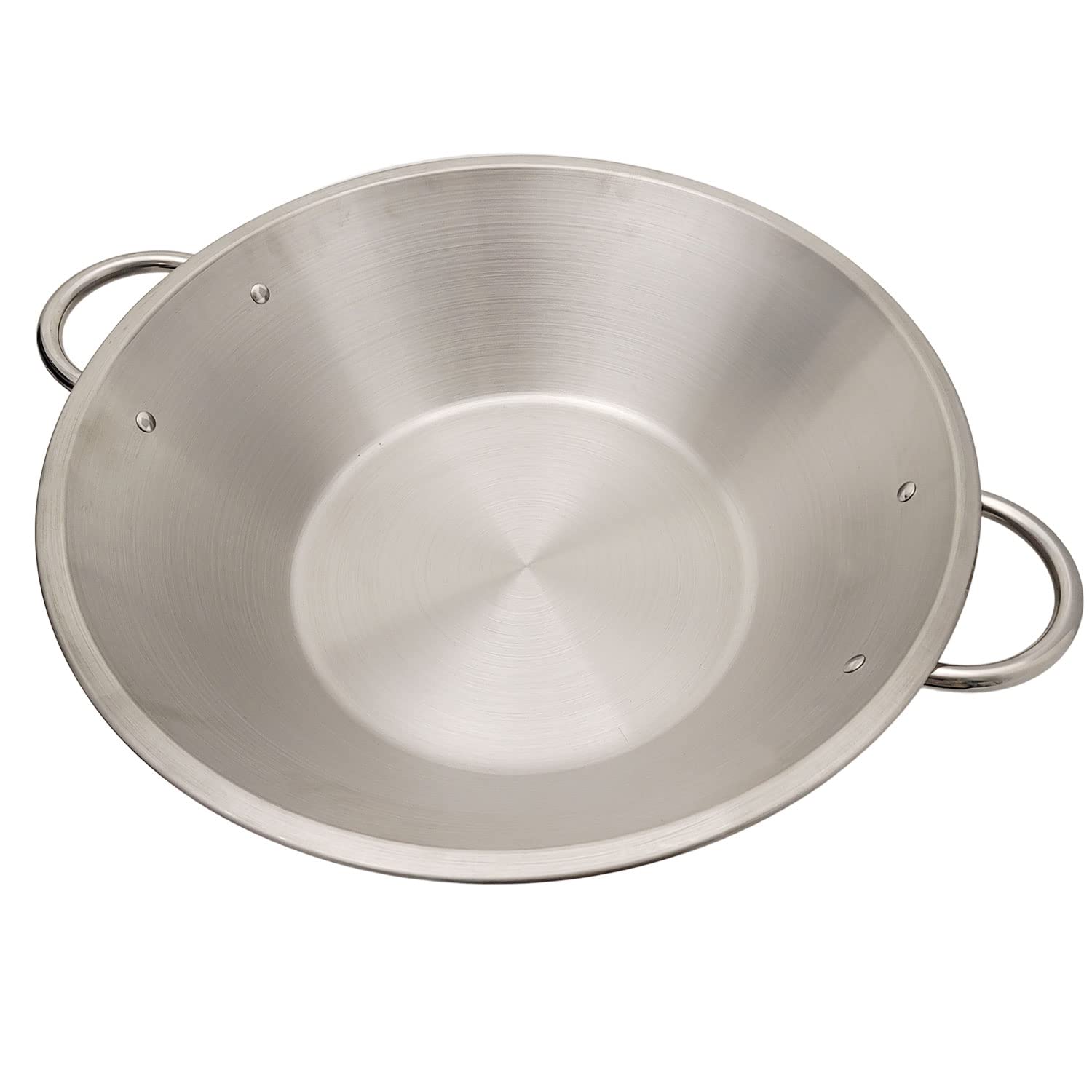 LAVO HOME 22 Inch Carnitas Cazo Flat Bottom Comal Stainless Steel Caso Pot Pan Wok Gas Stove 21 Qt