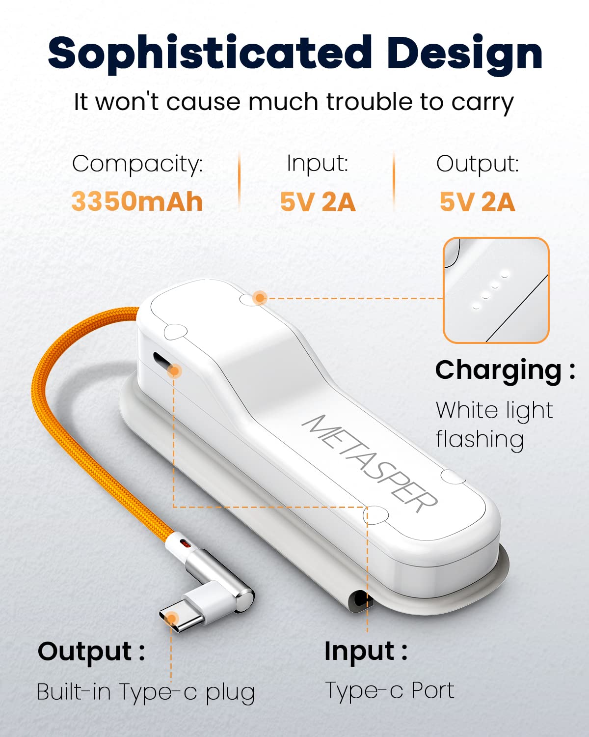 METASPER Battery Pack for Oculus Quest 2, 3350mAh Portable and Lightweight VR Extended Power Compatible with Oculus Elite Strap, Accessories for Oculus Extended 1.5 Hours Playtime for Quest 2 Headset