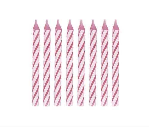 Unique Stripes Party Candles, 2.5", Pink