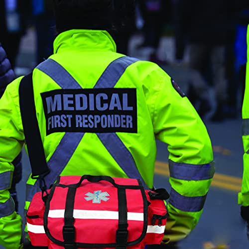 NOVAMEDIC Professional Empty Red First Responder Bag, 17" x 9" x 7", EMT Trauma First Aid Carrier for Paramedics and Emergency Medical Supplies Kit, Lightweight and Durable