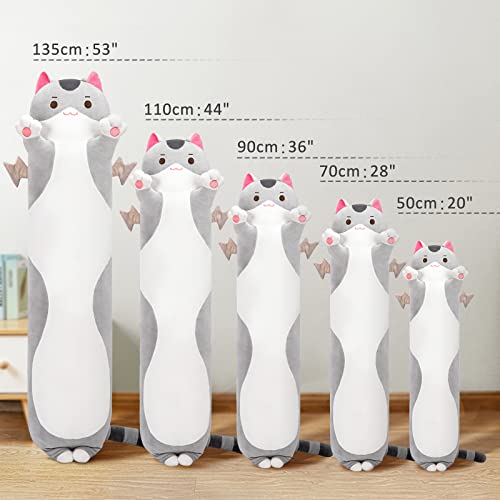 Mewaii Long Cat Plush Body Pillow, 28β Cute Cat Stuffed Animals Soft Plushies, Kitten Plush Throw Pillow Doll Toy Gift for Girlfriend