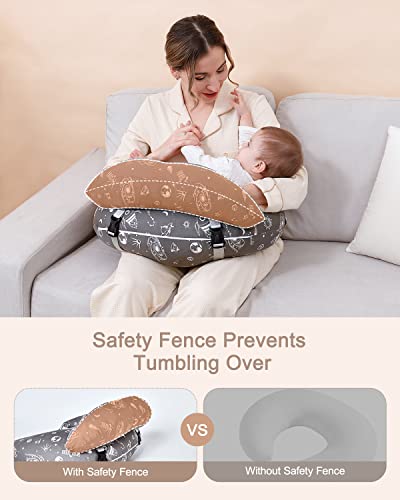 Insugar Nursing Pillow for Breastfeeding, Plus Size Shredded Memory Foam Breastfeeding Pillows for Mom and Baby, More Support with Fence Protection, Adjustable Waist Strap, Removable Cotton Cover