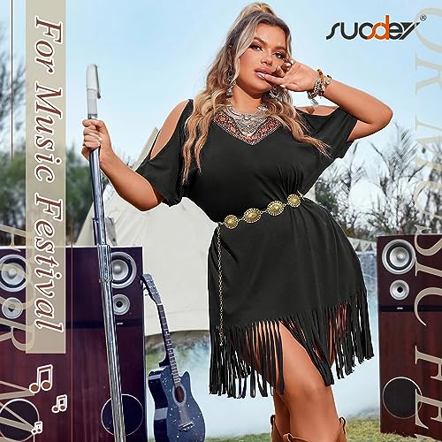SUOSDEY Women Metal Waist Chain Belt Concho Western Cowgirls Country Belt for Jeans Dress