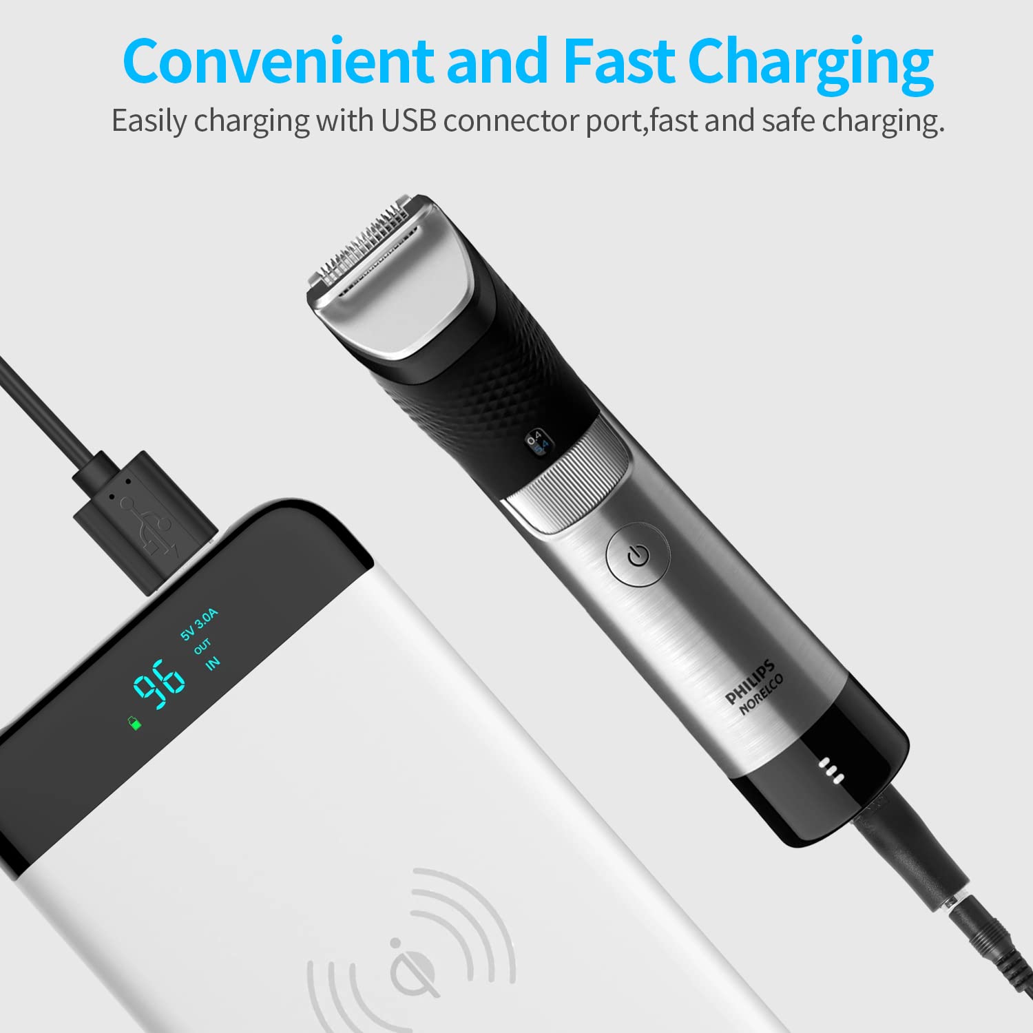 Likada Power 5V Cord Cable with 6Pcs Replacement USB Charger Adapter Compatible with Electric Philips Norelco Shavers Hairdressers, Beauty Instruments, Purifiers and Other 5521 Adapter Charging Line
