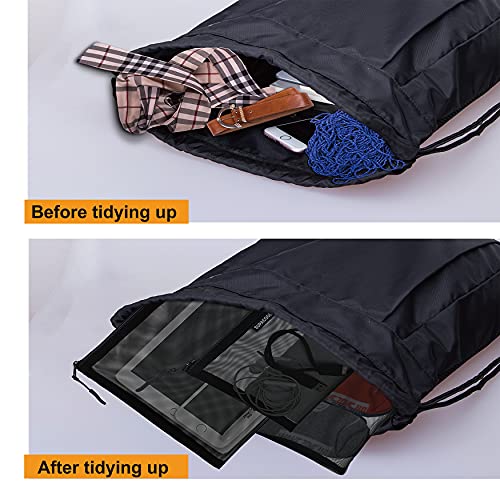 SUPACOOL Lightweight Casual Laptop Backpack with USB Charging Port and Set of 8 Black Travel Mesh Organizer Bags