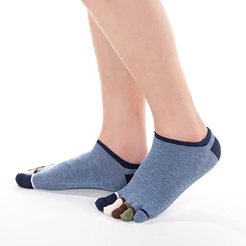 Men 5 Toe Colorful Yoga Sport Non Slip Soft Breathable Massage Toe Socks 3 Pairs Work Shoe Socks